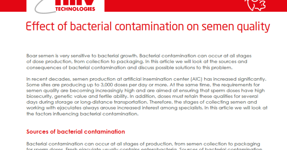 Effect of bacterial contamination on semen quality - IMV Technology US